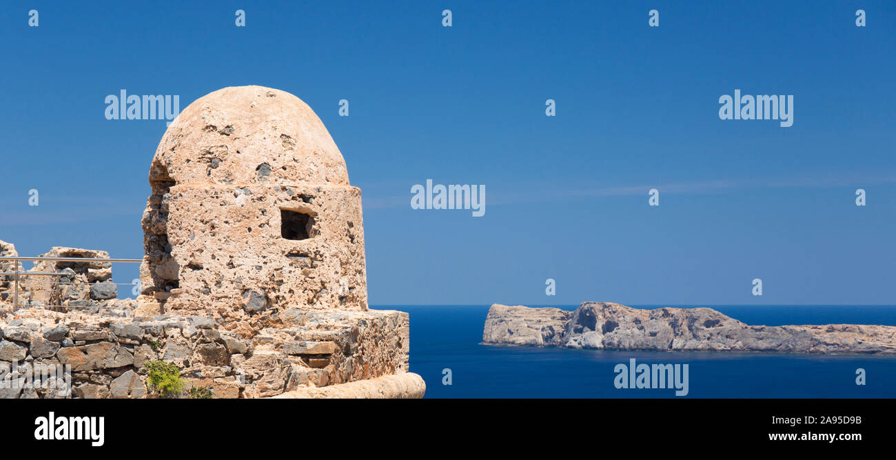 Imeri Gramvousa, Chania, Crete, Greece. Panoramic view towards Agria ...