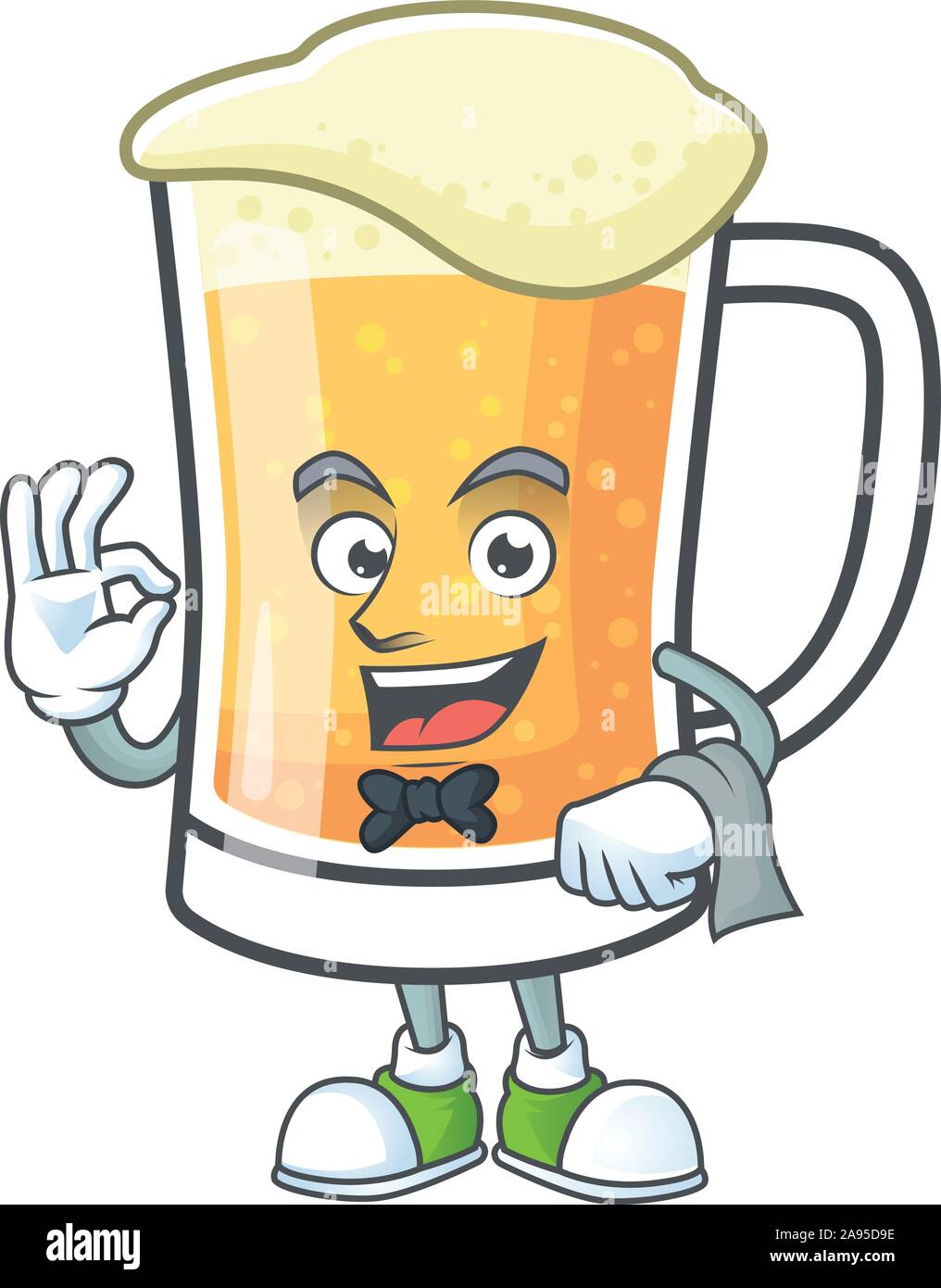 Mug of beer alcohol in waiter cartoon Stock Vector Image & Art - Alamy