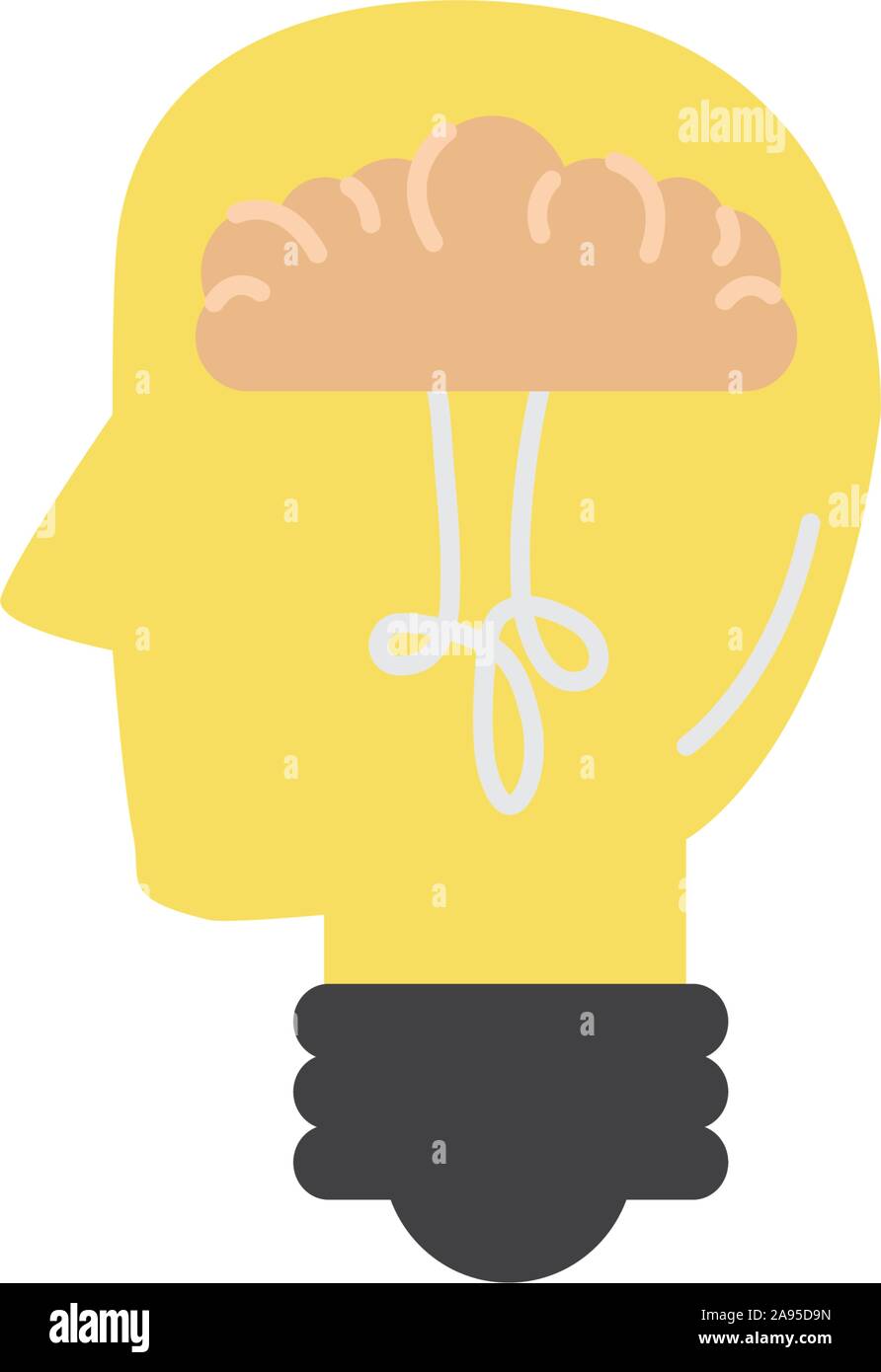 head bulb brain idea icon flat style illustration Stock Vector Image ...