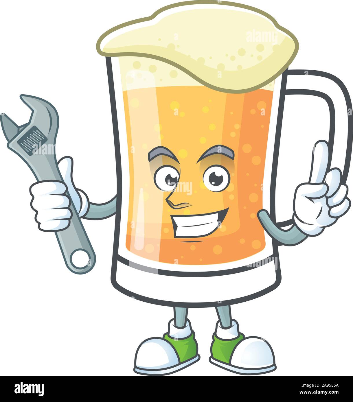 Cartoon a mug of beer mechanic mascot Stock Vector Image & Art - Alamy