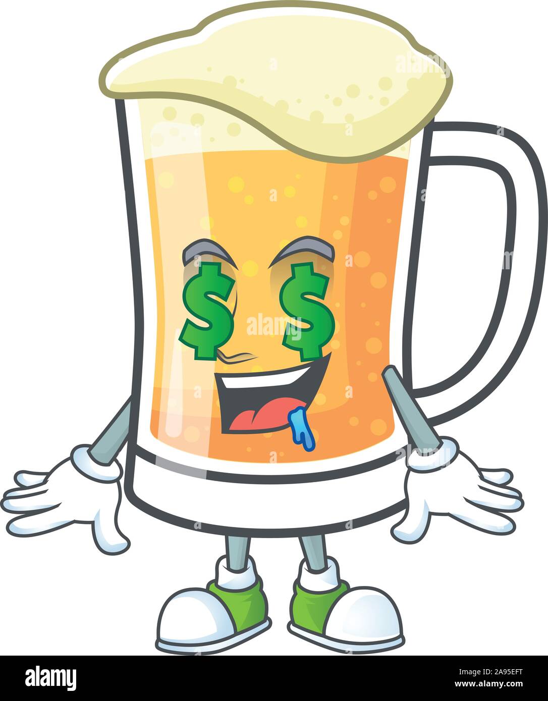 Cartoon a mug of beer money eye mascot Stock Vector Image & Art - Alamy
