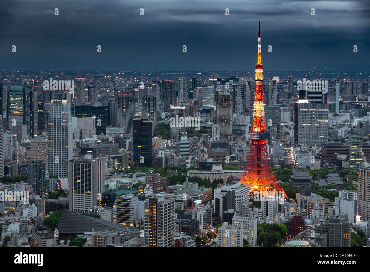 View from Roppongi Hills, city view from Tokyo at night, skyscrapers ...
