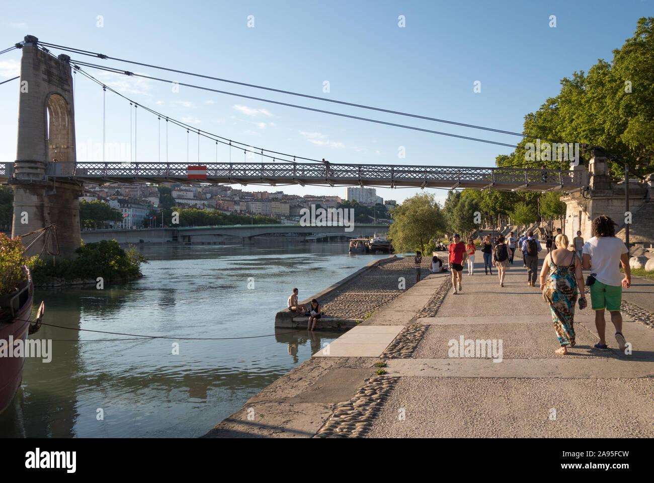 The riverbank walk in Lyon France Stock Photo - Alamy