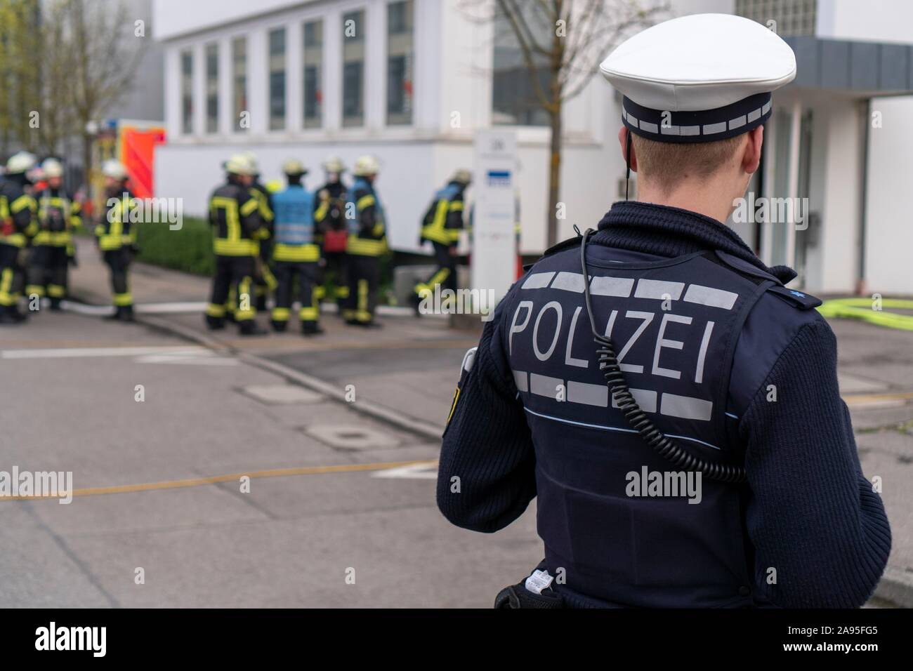 Policeman in action, Stuttgart, Germany Stock Photo - Alamy