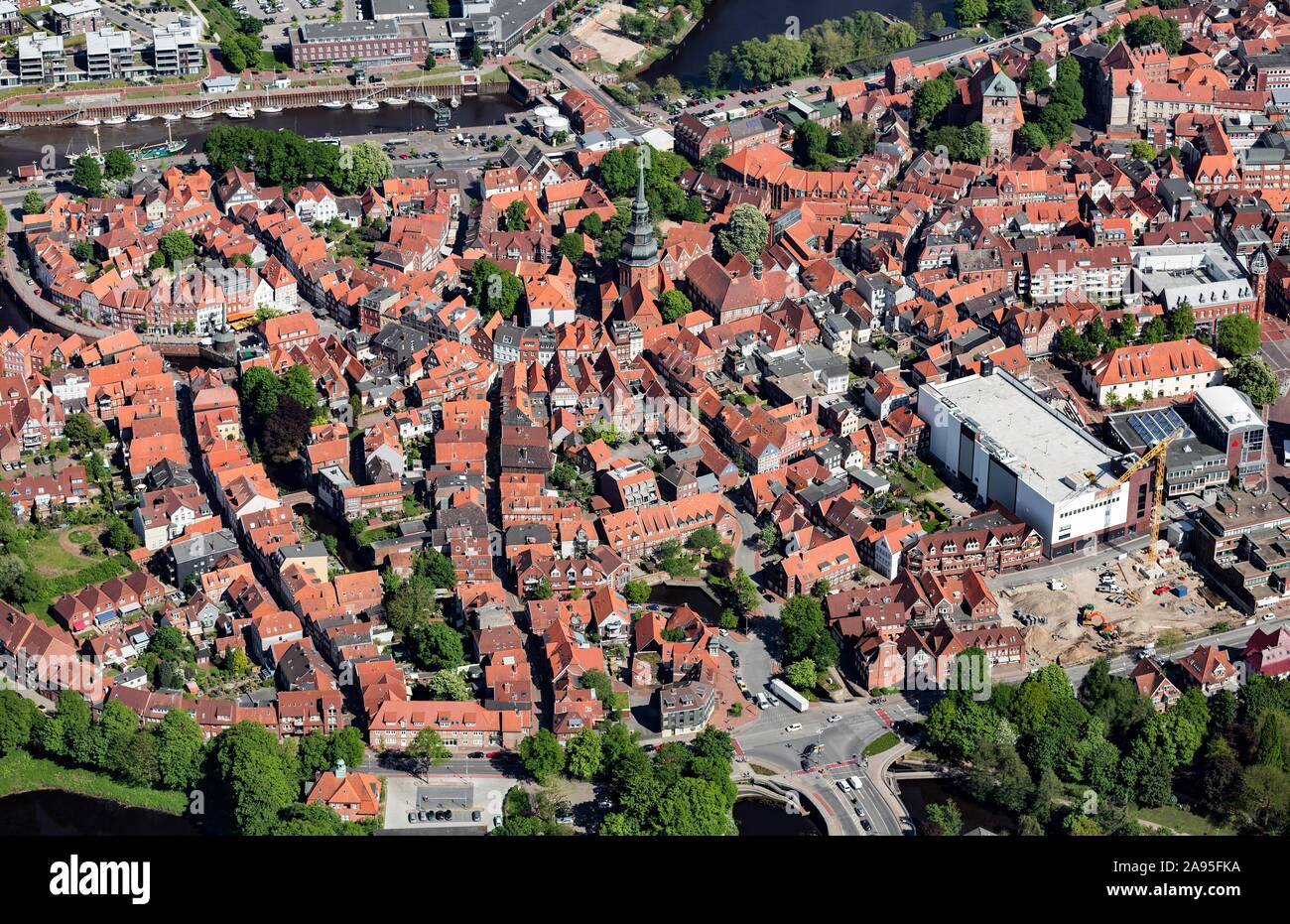 Aerial view, Old Town Island, Stade, Lower Saxony, Germany Stock Photo ...
