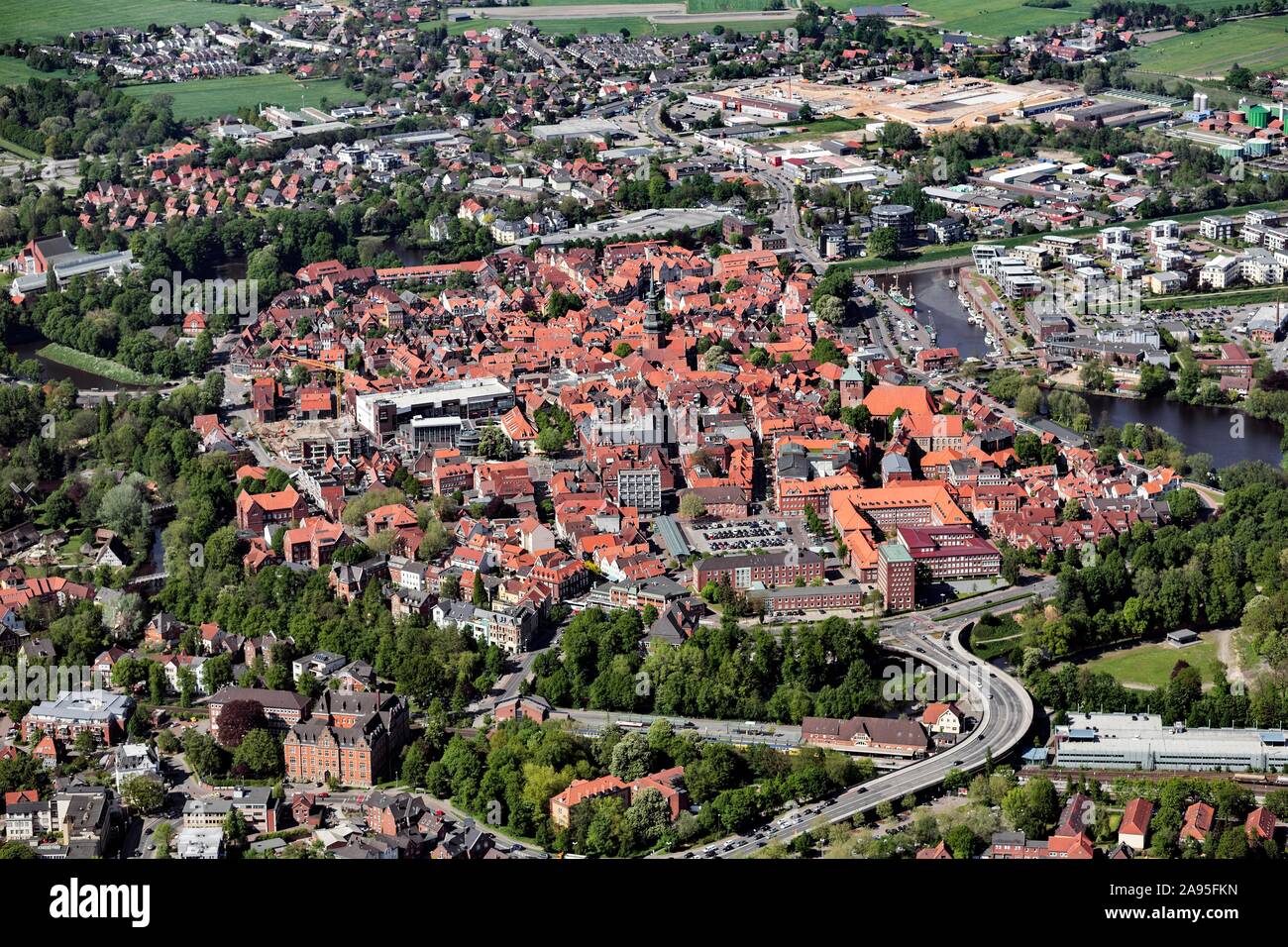 Aerial view, Old Town Island, Stade, Lower Saxony, Germany Stock Photo ...