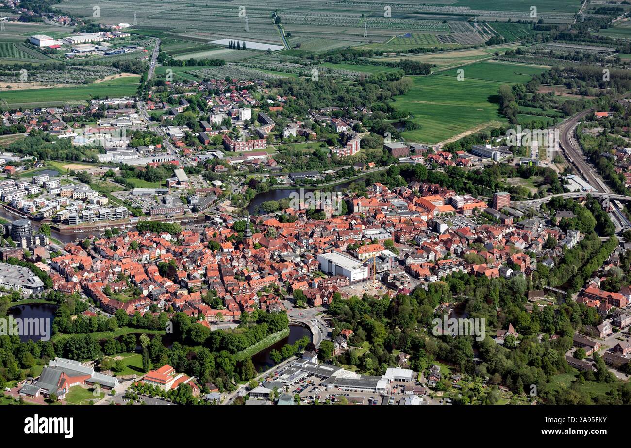 Aerial view, Old Town Island, Stade, Lower Saxony, Germany Stock Photo ...