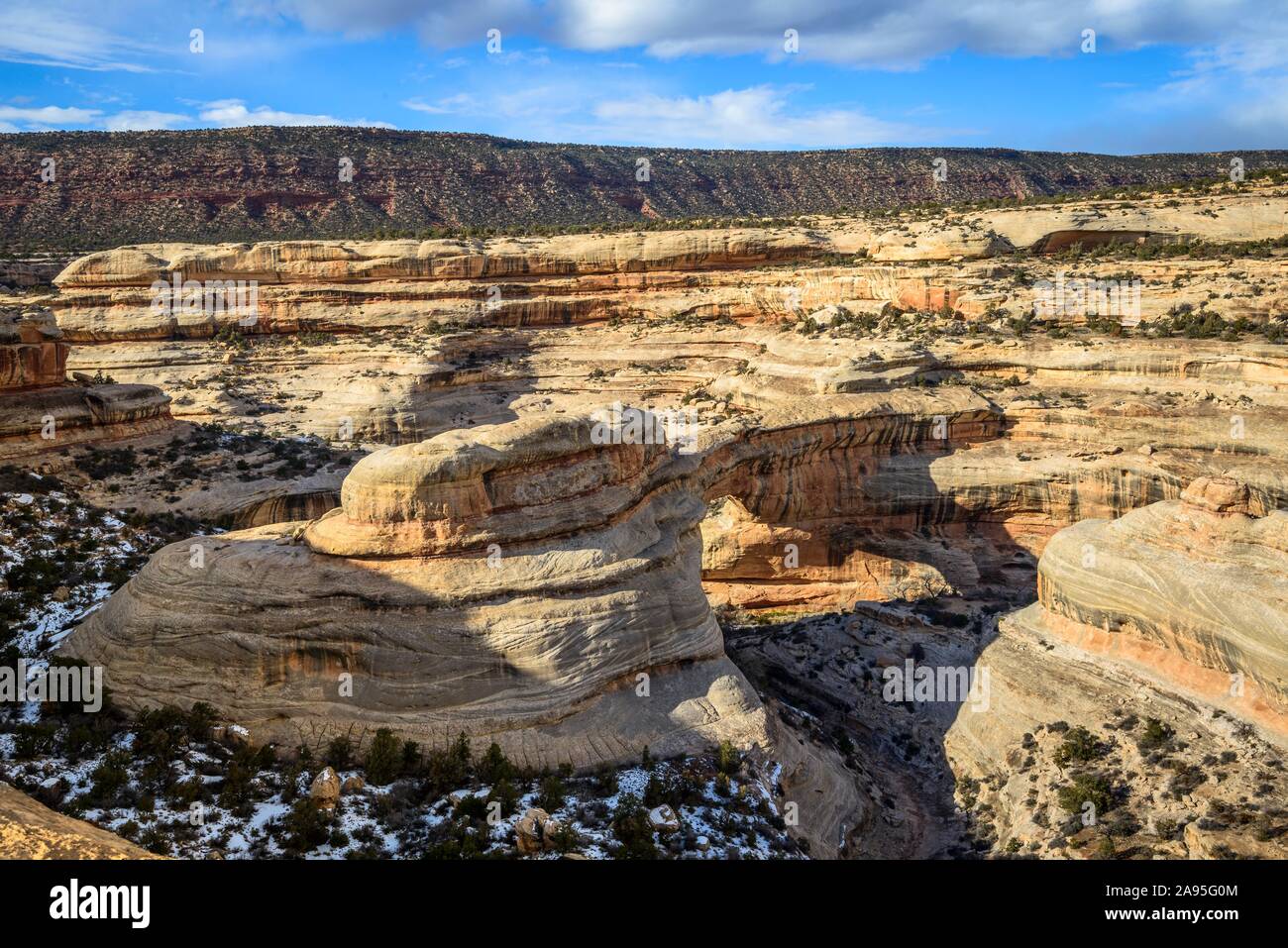Canyon with rock arch, Sipapu Bridge, Natural Bridges National Monument ...