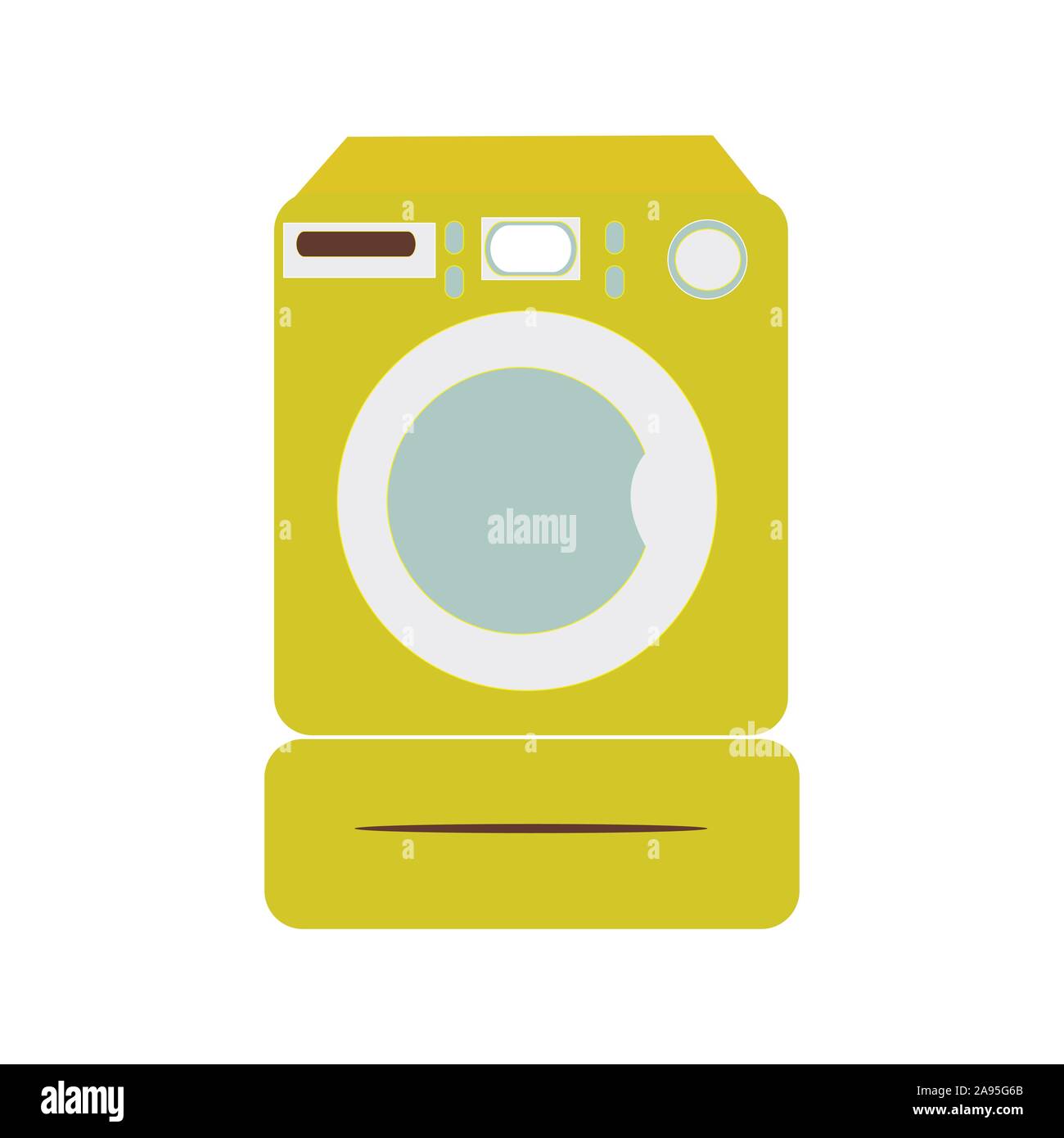 A vector illustration of a yellow washing machine on white Stock Vector ...