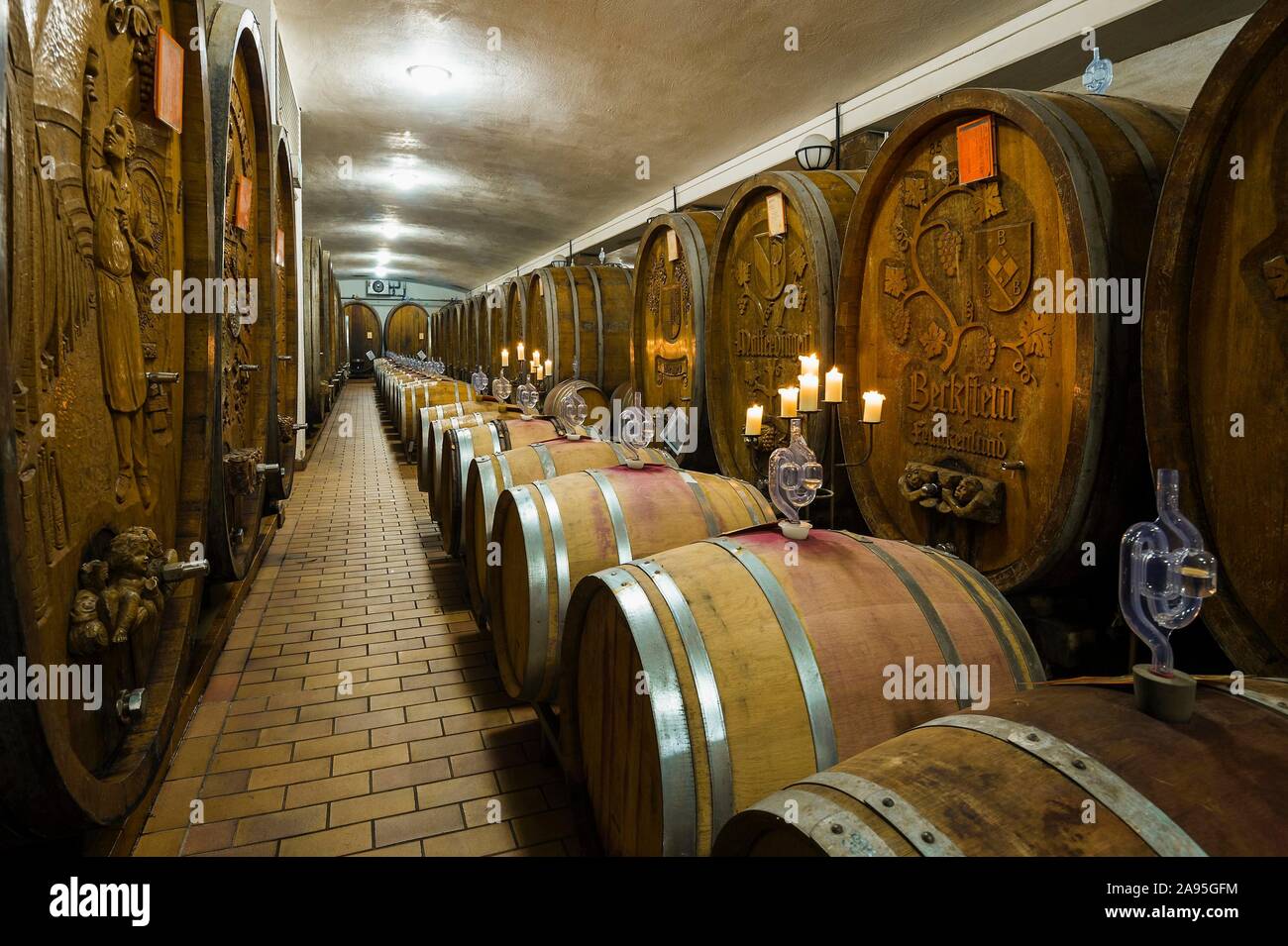Old wine barrels, Badischer Winzerkeller, Breisach am Rhein, Breisgau ...