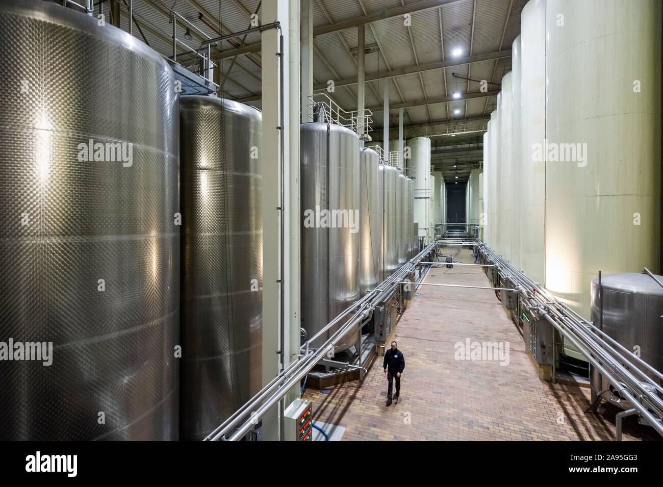 Wine tanks, Badischer Winzerkeller, Breisach am Rhein, Breisgau, Black ...