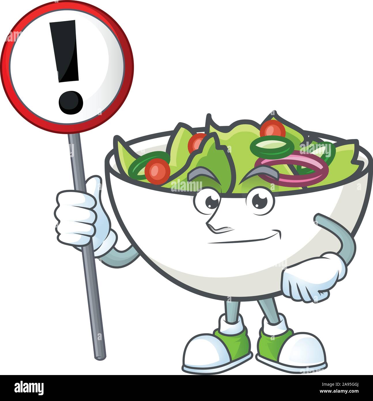 Salad in the a bowl with sign warning mascot Stock Vector Image & Art ...