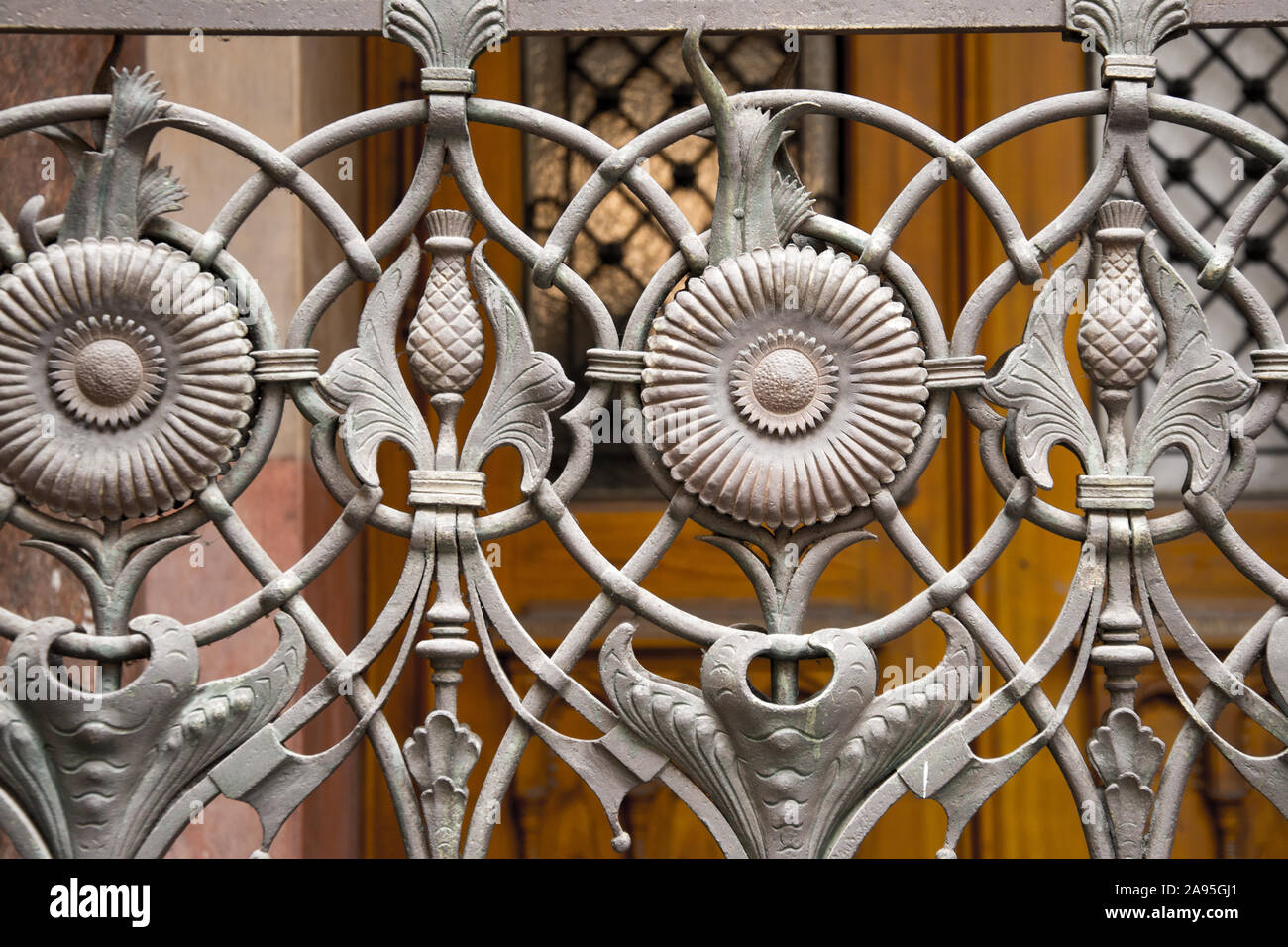 Ornate iron gate with flowers Stock Photo - Alamy Ornate iron gate with flowers Stock Photo - Alamy