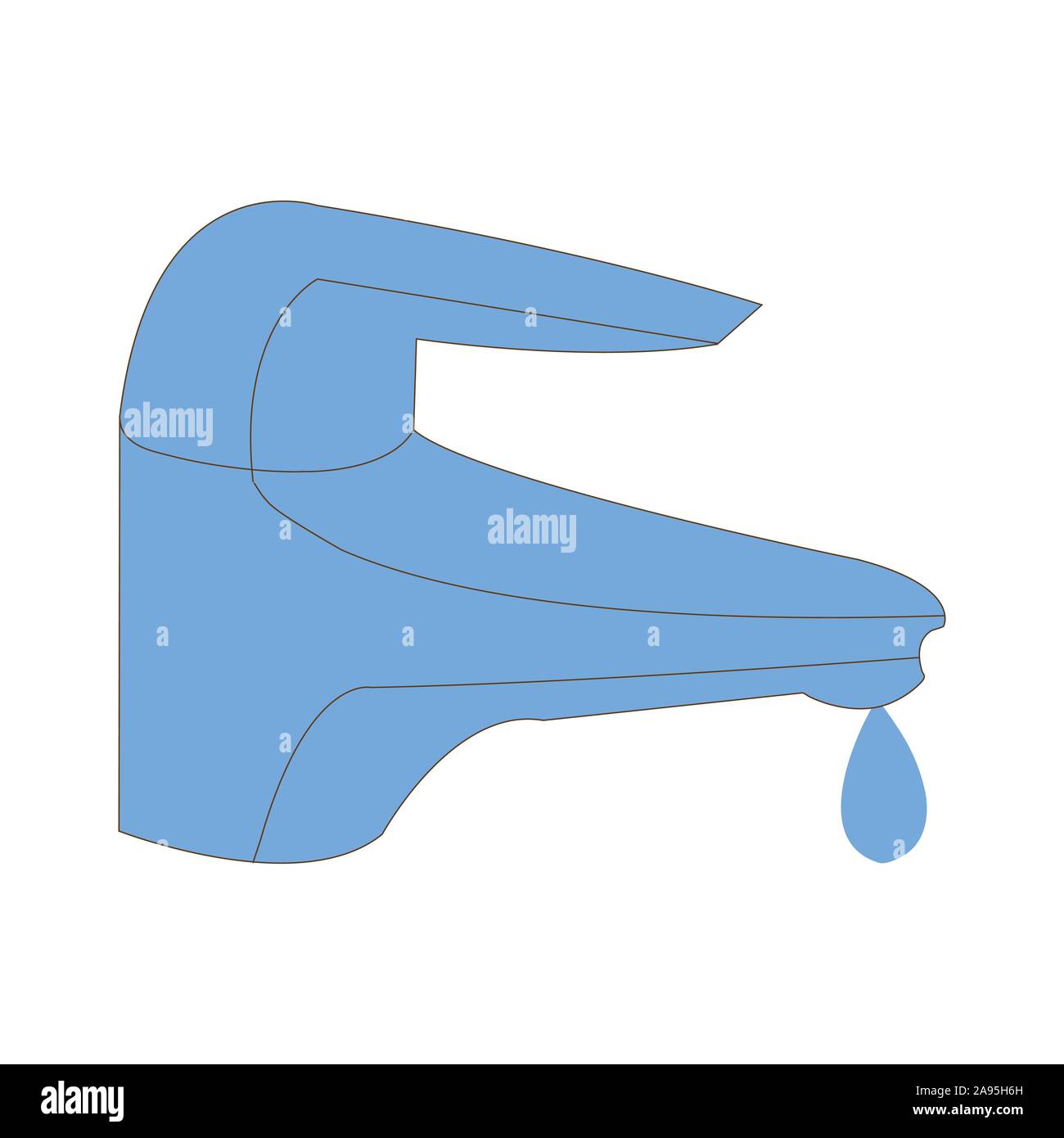 A vector illustration of a blue bathroom faucet with a drop Stock ...