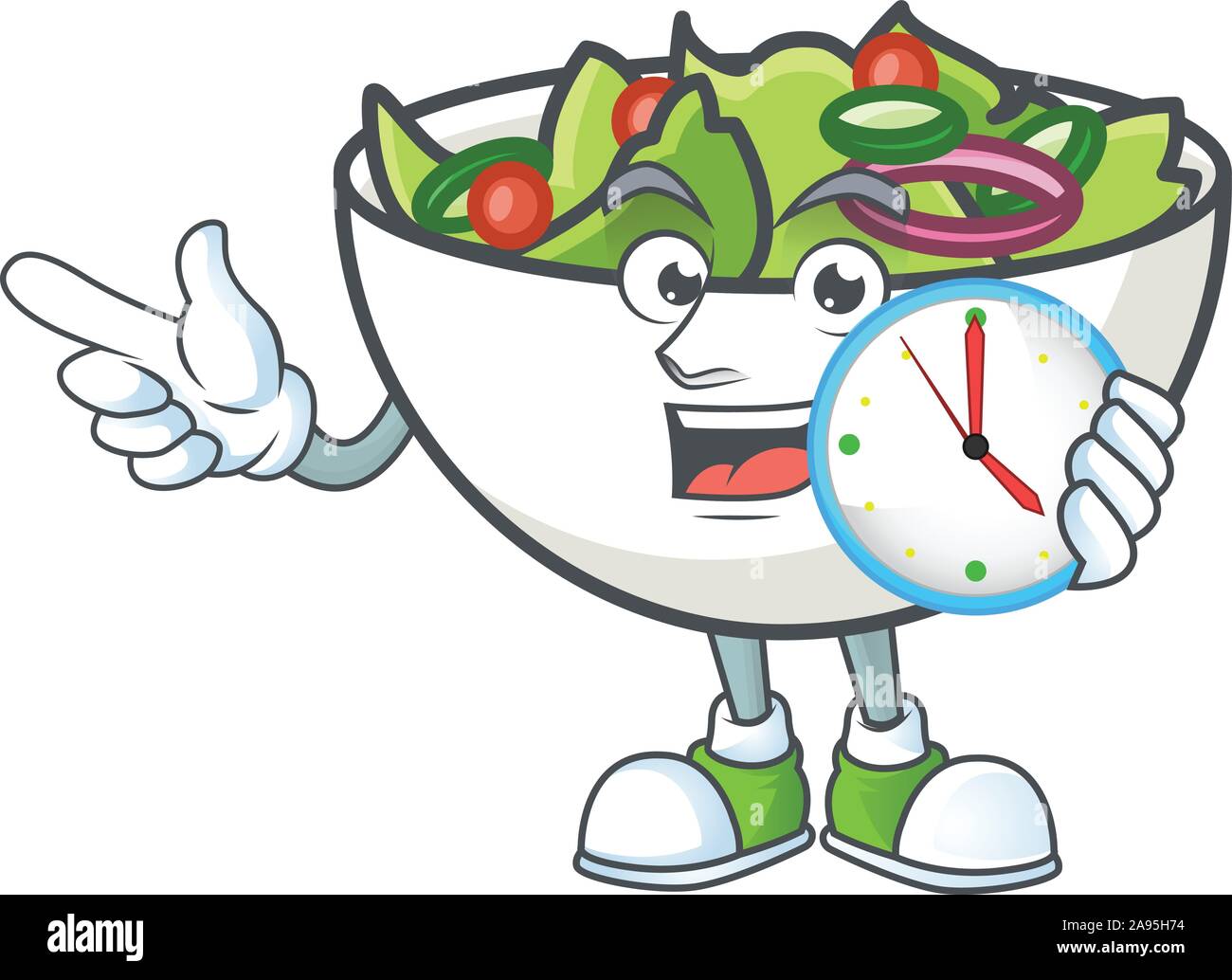 Salad of with bring clock character in the cartoon Stock Vector Image ...