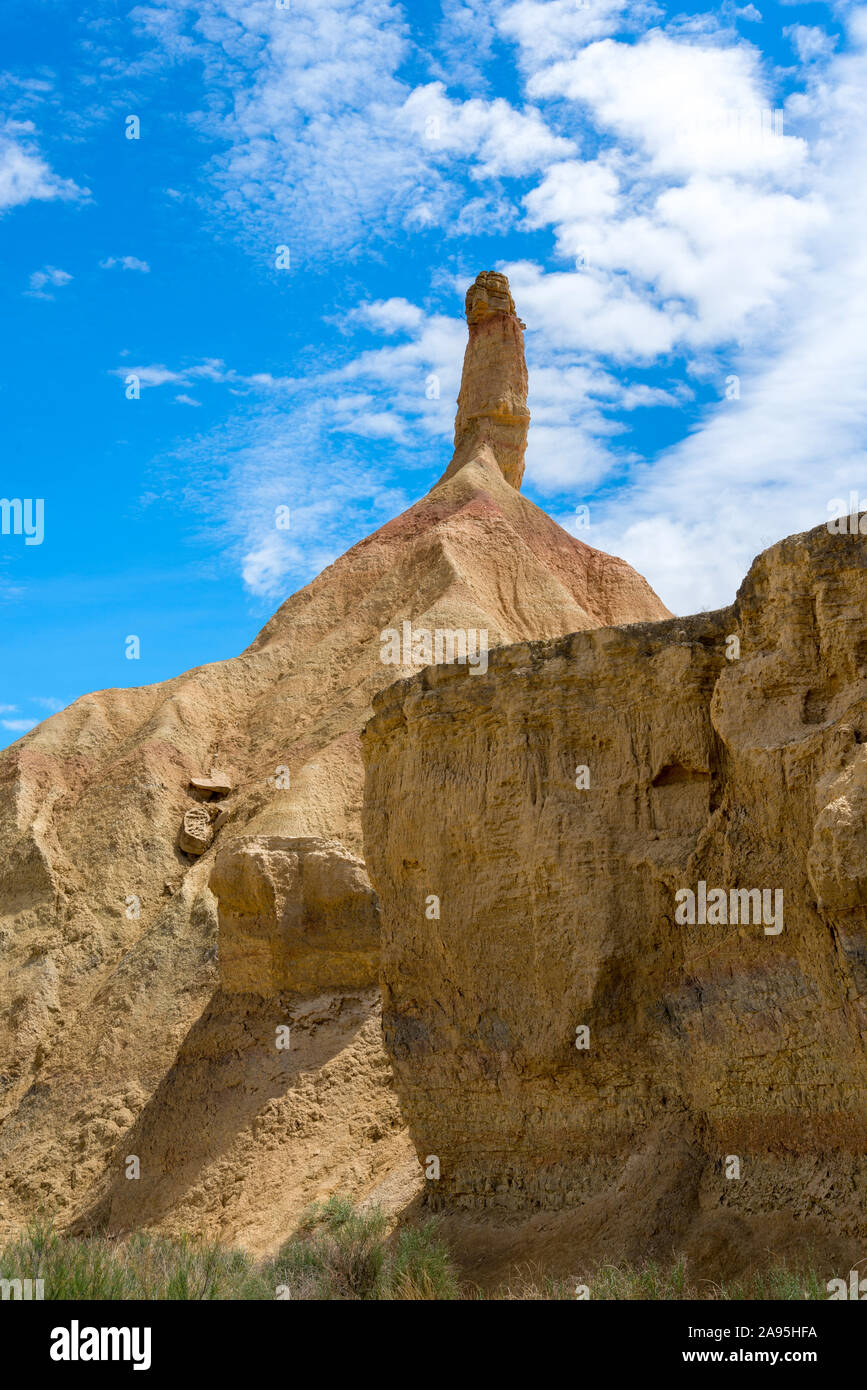 Castildetierra is a single rock eroded in the Spanish badlands Bardenas ...