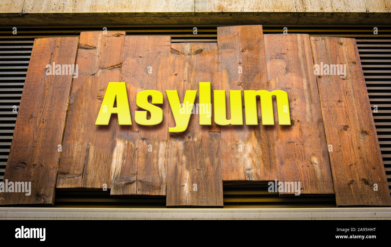 Street Sign the Direction Way to Asylum Stock Photo - Alamy