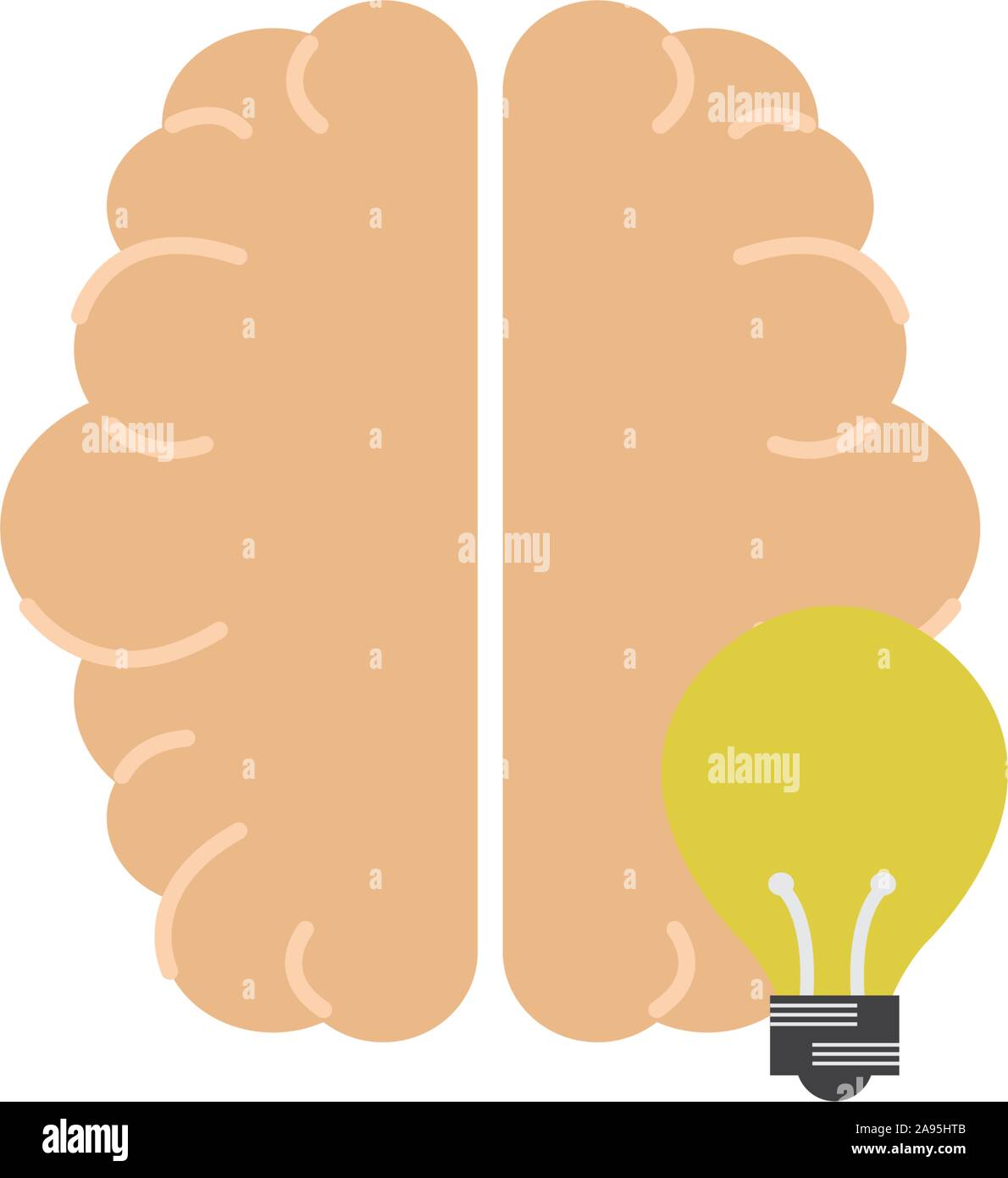 human brain bulb idea icon flat style illustration Stock Vector Image ...