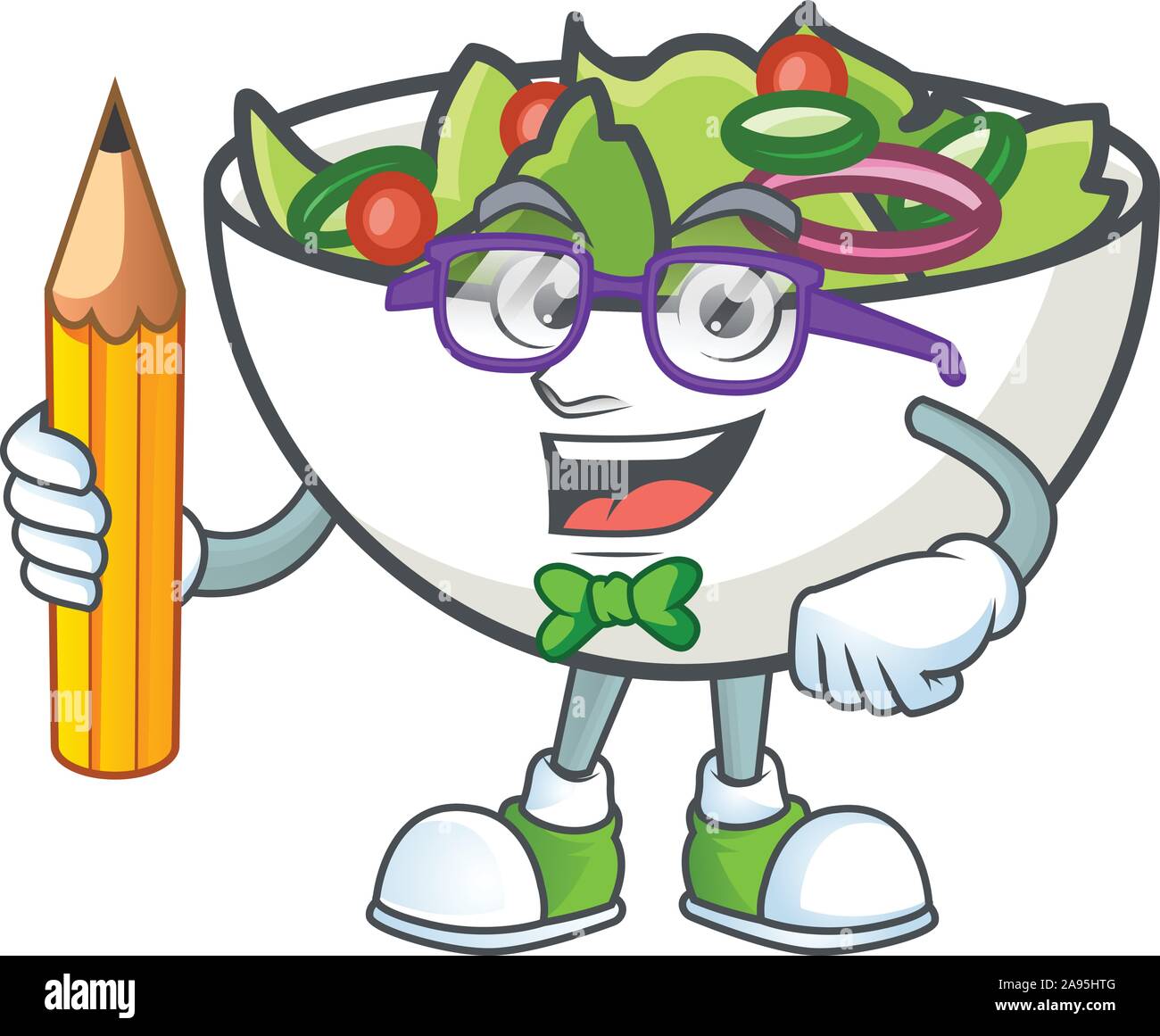 Salad of student holding pencil character in the cartoon Stock Vector ...