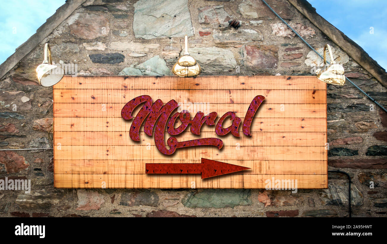 Street Sign the Direction Way to Moral Stock Photo - Alamy