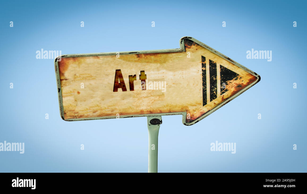 Street Sign the Direction Way to Art Stock Photo - Alamy
