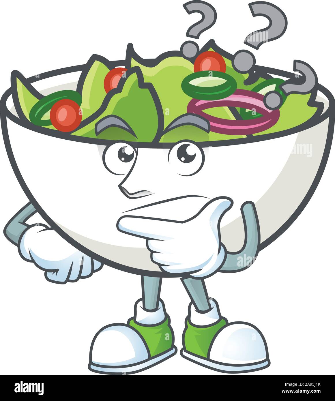 Delicious salad of the thinking cartoon character Stock Vector Image ...