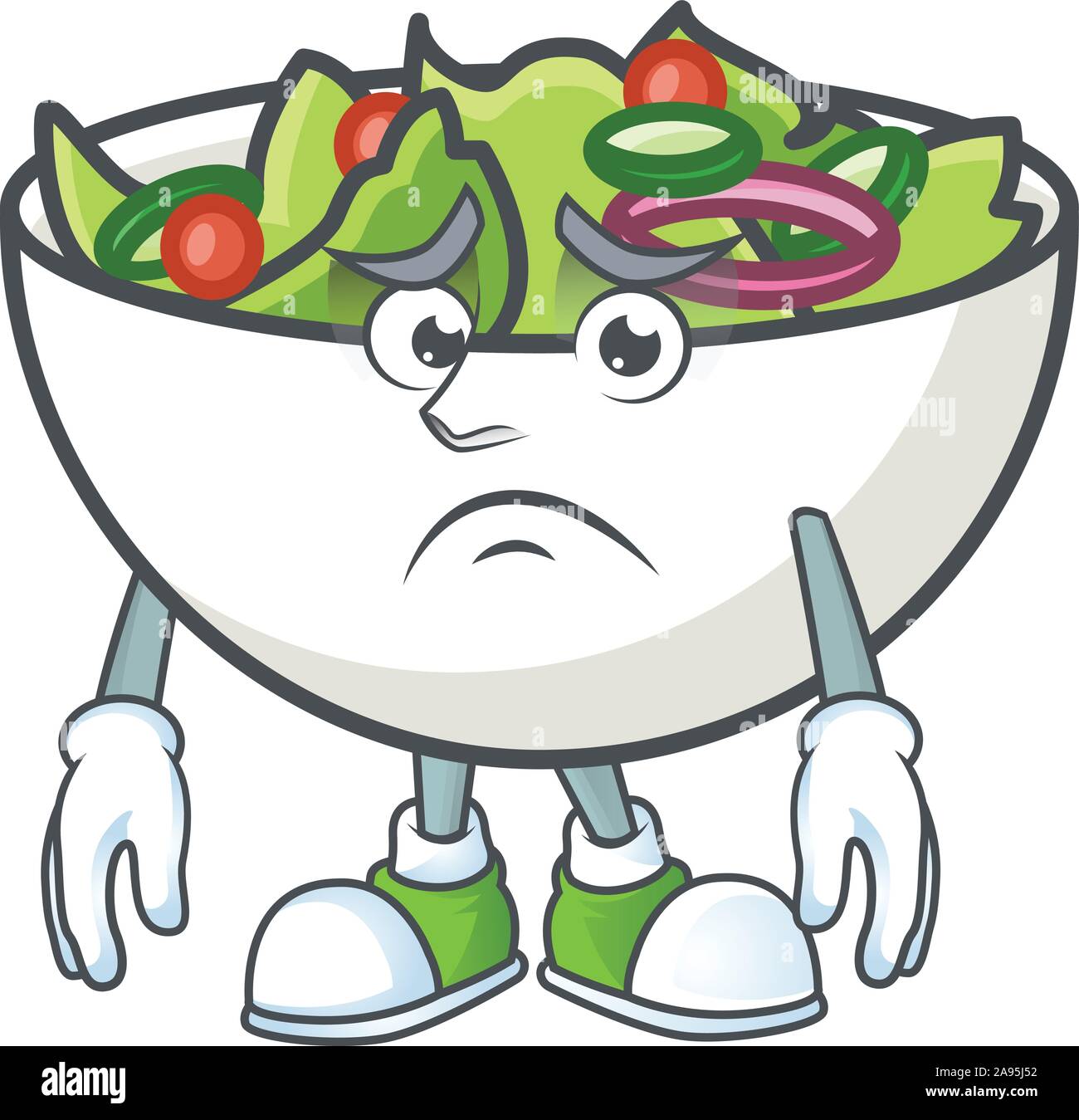 Delicious salad of the afraid cartoon character Stock Vector Image ...