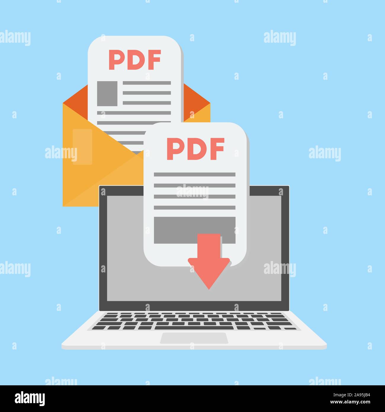 Pdf document download on the laptop concept. Receive pdf in the message ...
