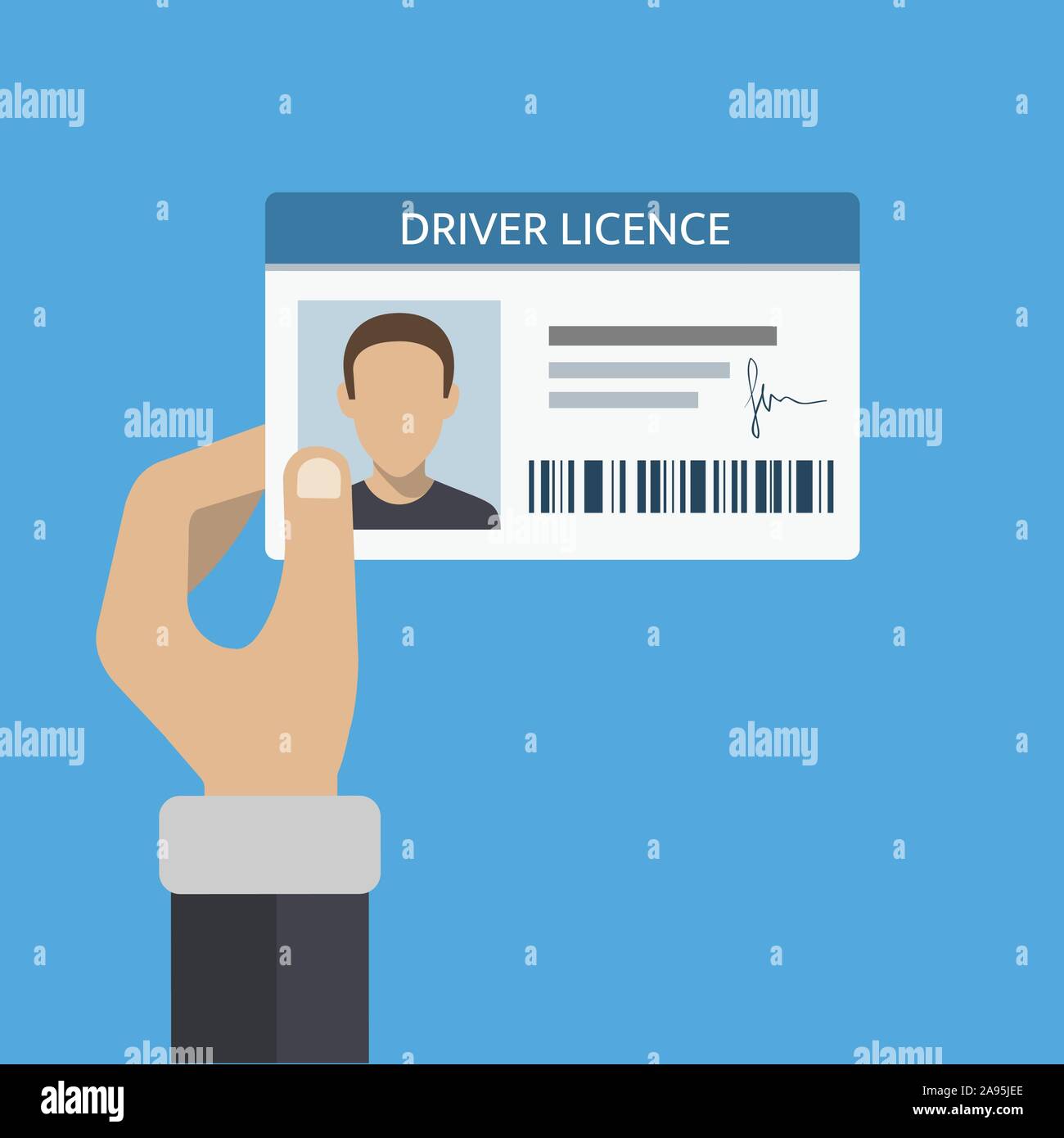 Driver license card in hand. ID number and photo included. Vector Stock ...