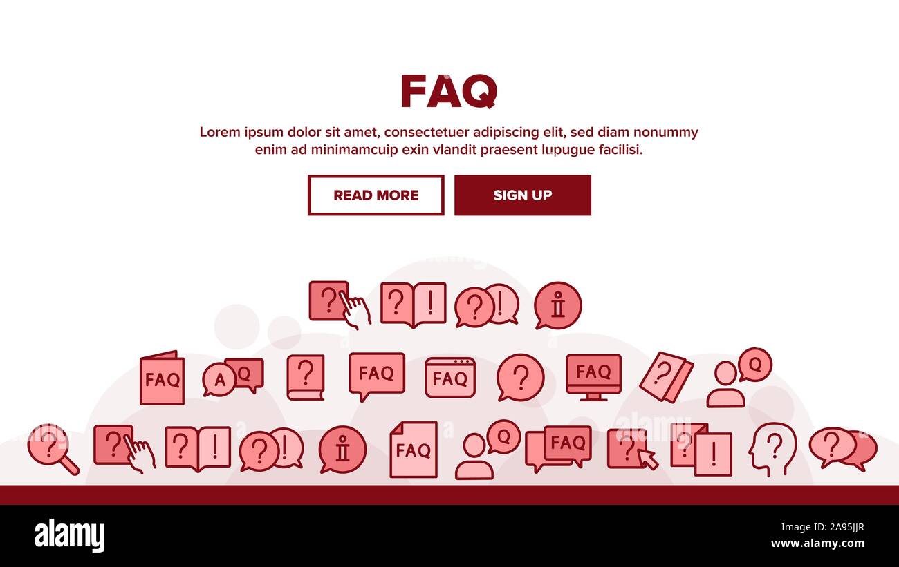 Faq Frequently Asked Questions Landing Header Vector Stock Vector Image ...