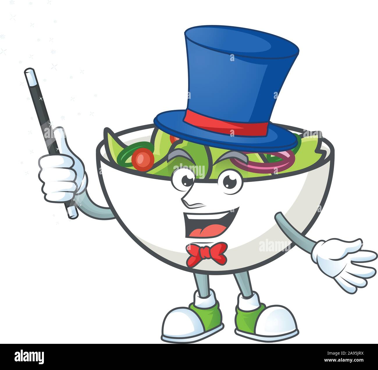 Fresh salad cartoon character with magician mascot Stock Vector Image ...