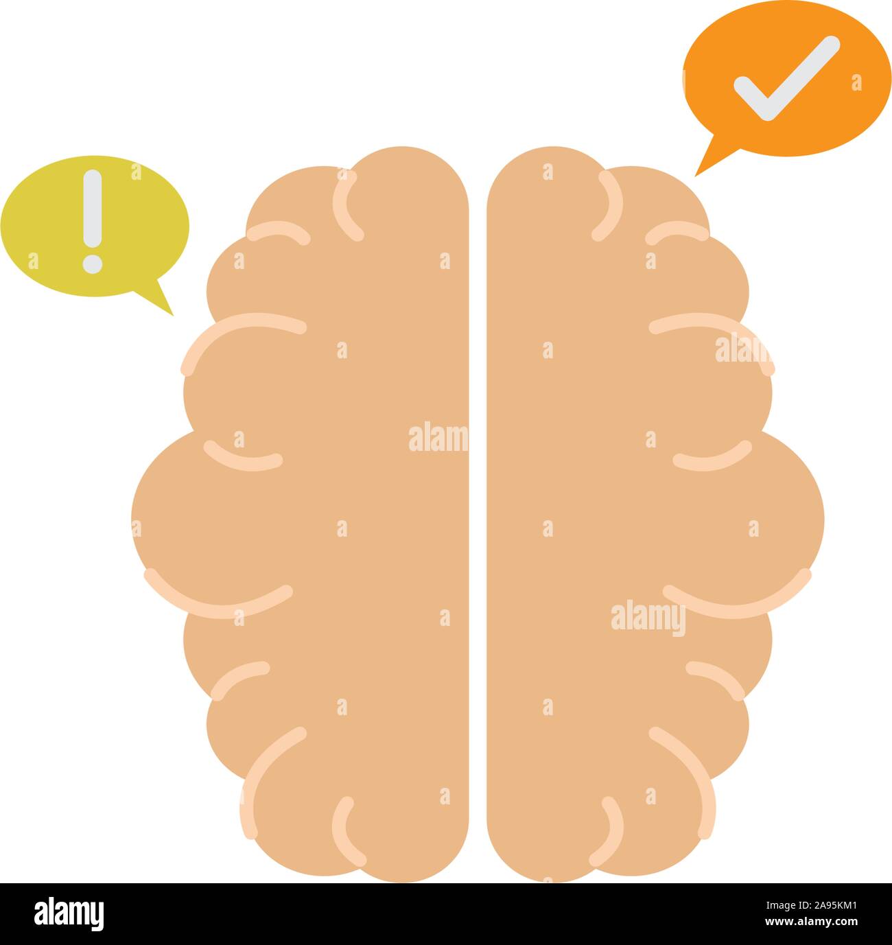 brain left and right idea icon flat style illustration Stock Vector ...