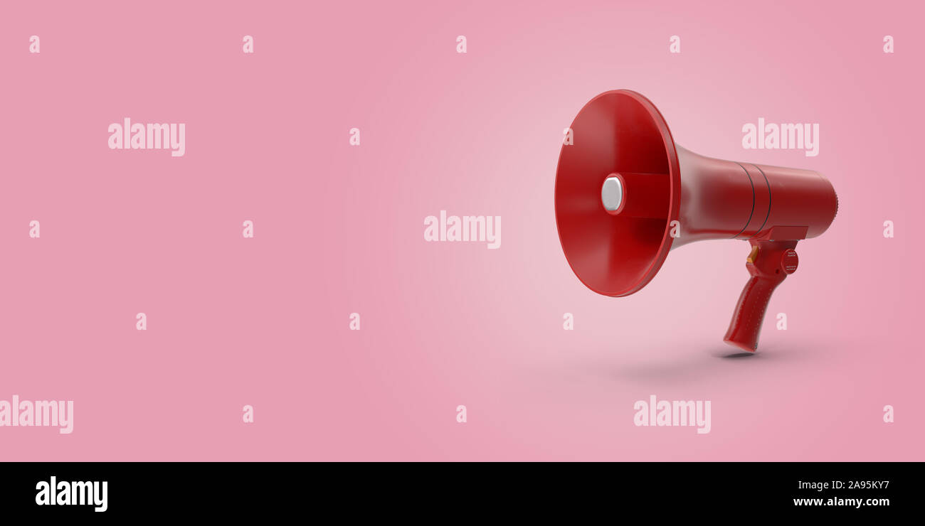 Megaphone in abstract pastel coral pink color paint with pastel pink ...