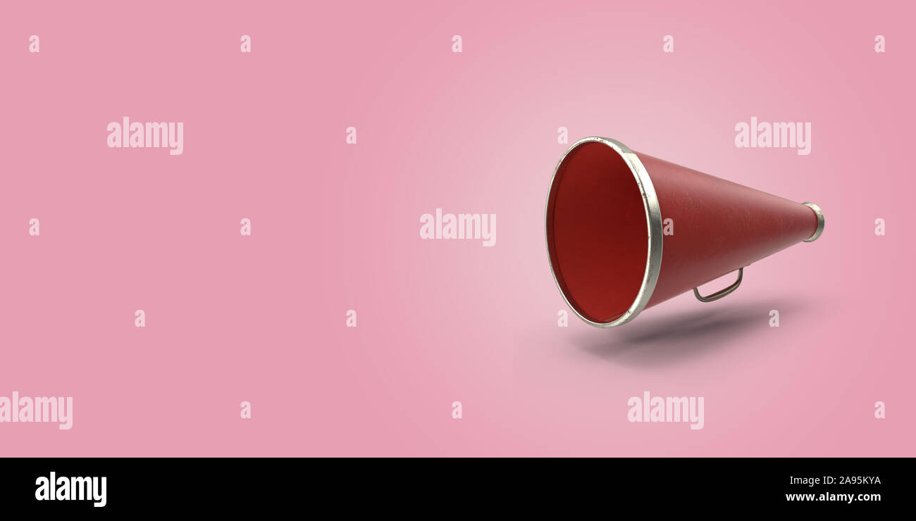 Megaphone in abstract pastel coral pink color paint with pastel pink ...