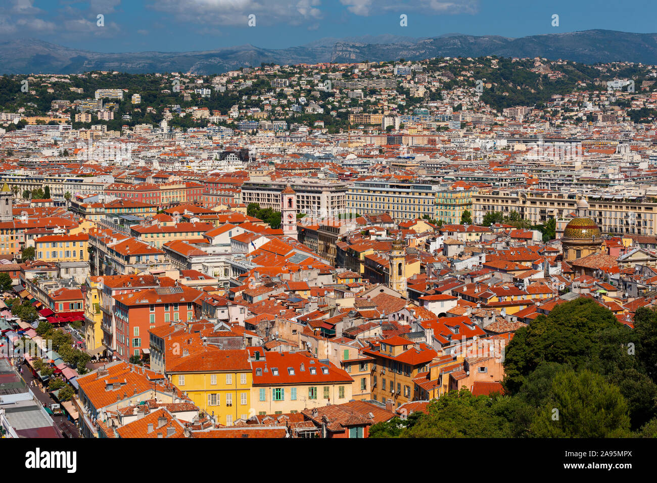 City of Nice cityscape looking west, Cote d'Azur, French Riviera Stock ...