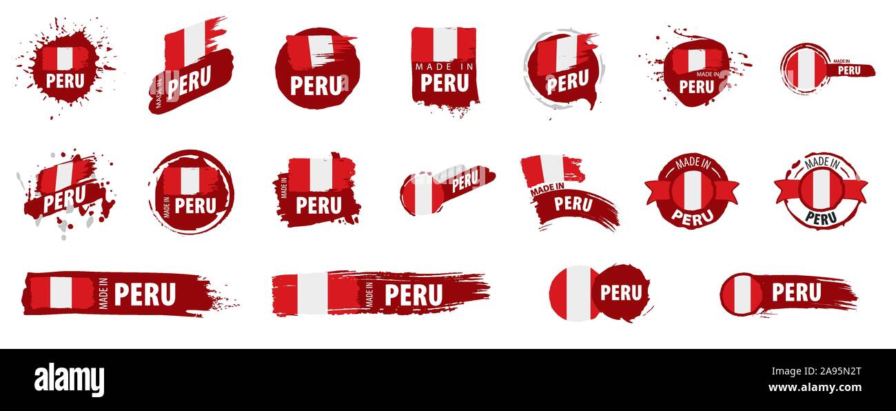 Peru flag, vector illustration on a white background Stock Vector Image ...