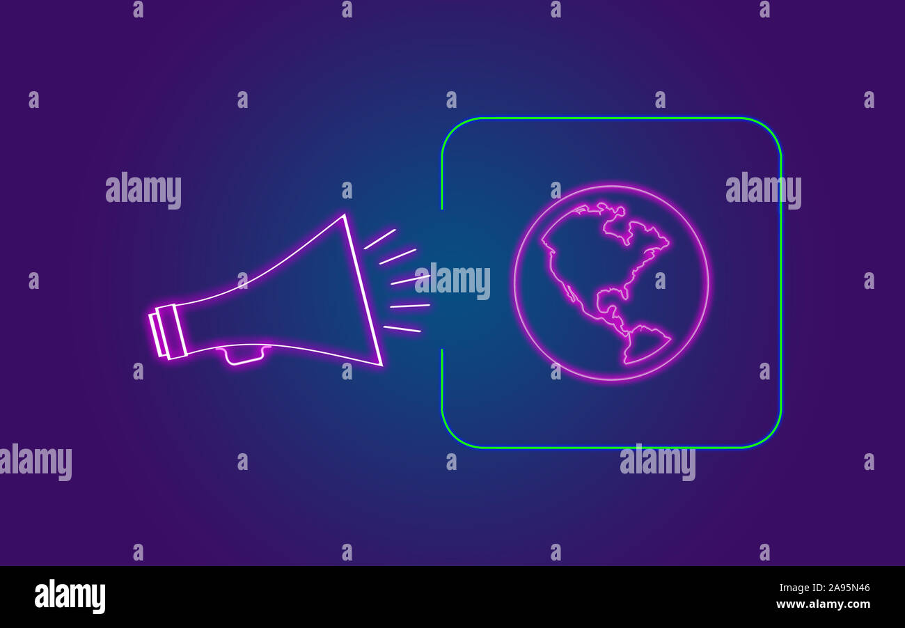 Global Warming Environmental concept with neon colors agains purple ...