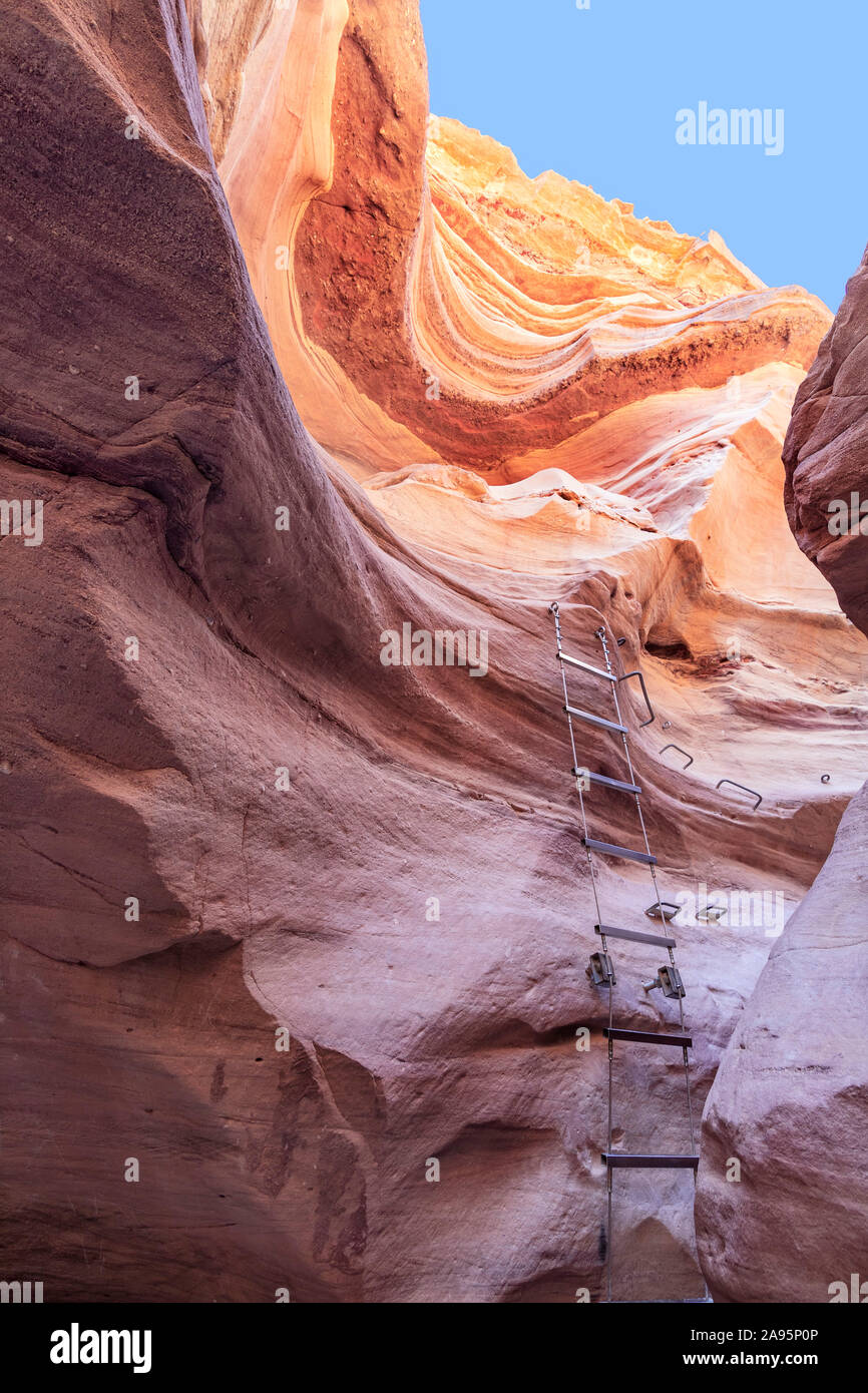 Spectacular stone mountain surfaces with stairs for climbing in the Red ...