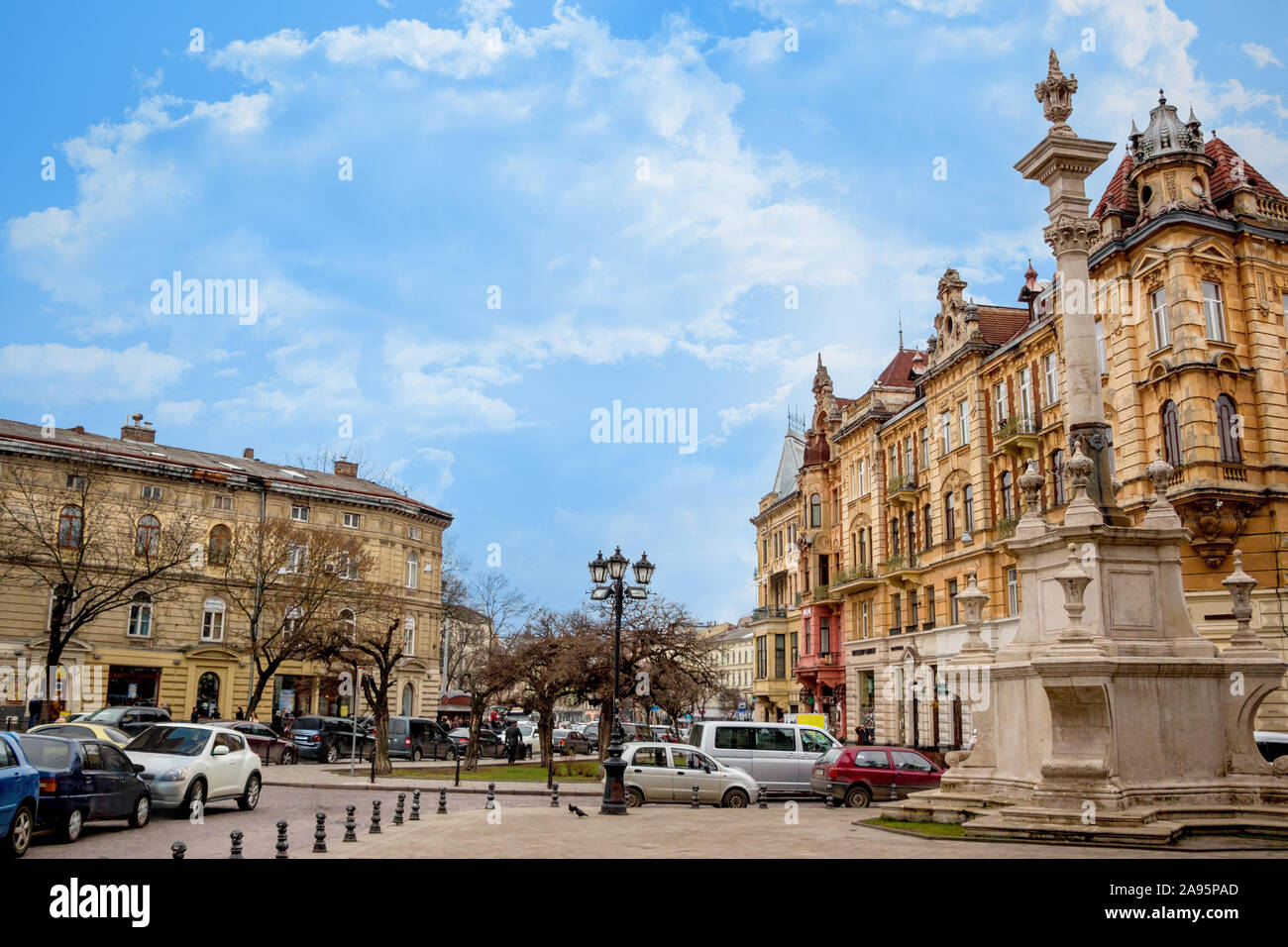 Old Street In Europe. The Square With Front Facade Of Vintage Buildings ...