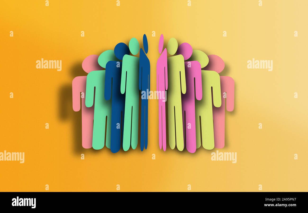 Male symbol in multi colors is paper crafted and opened on a paper ...