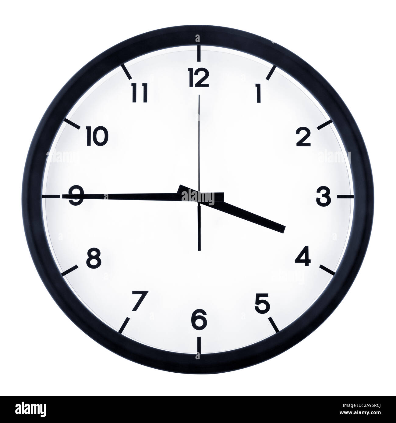 Classic analog clock pointing at three forty five o'clock, isolated on ...