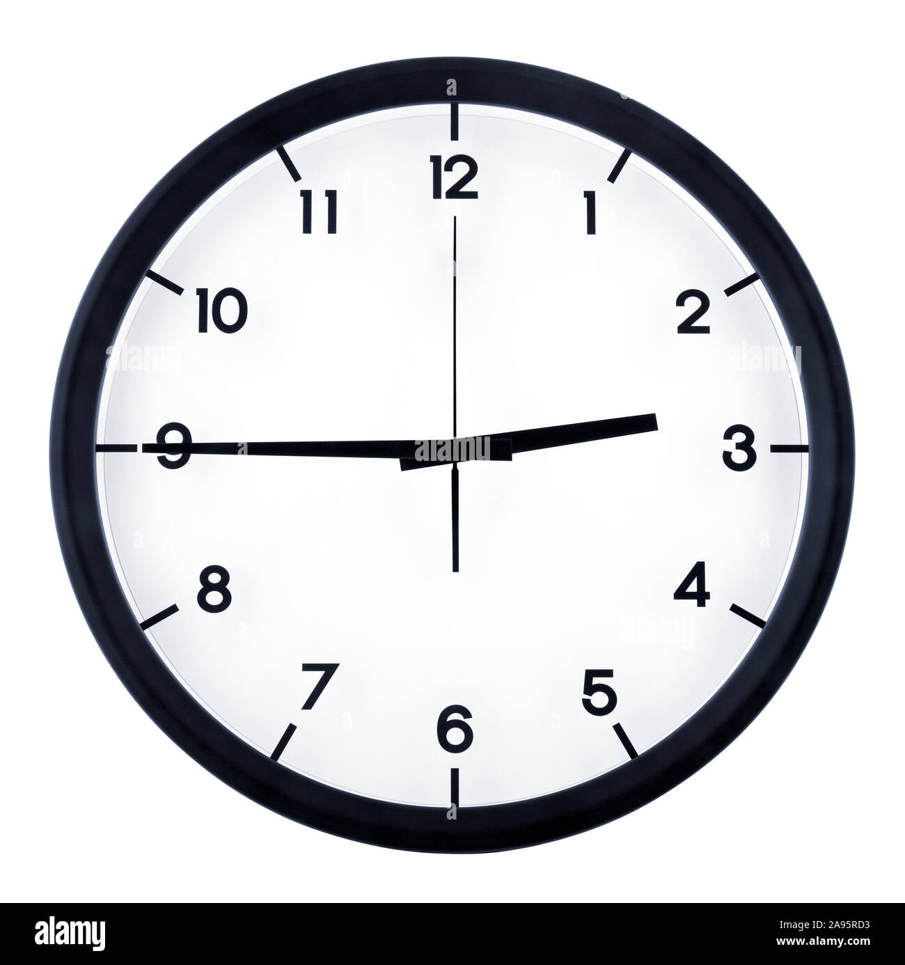 Classic analog clock pointing at two forty five o'clock, isolated on ...