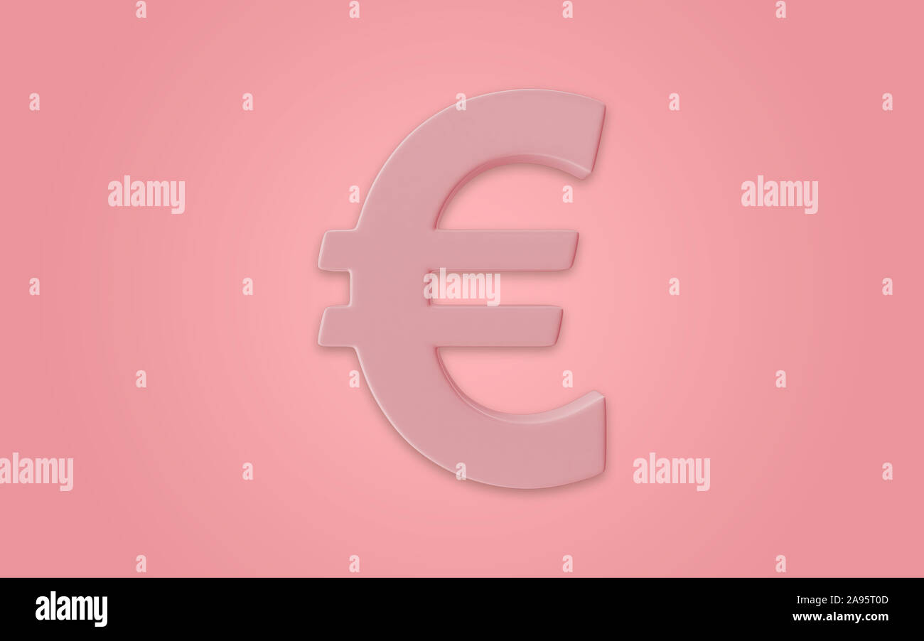 Euro symbol on abstract pastel coral pink color paint with pastel pink ...