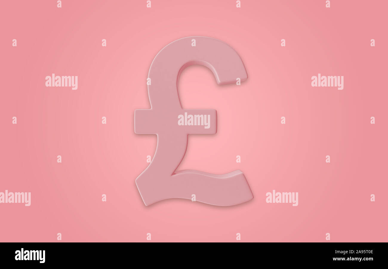 British Pound symbol on abstract pastel coral pink color paint with ...