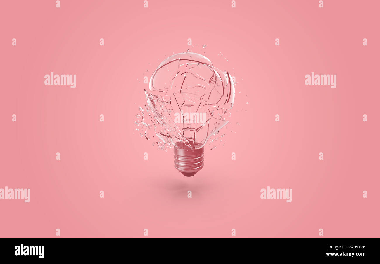 Light Bulb in abstract pastel coral pink color paint with pastel pink ...