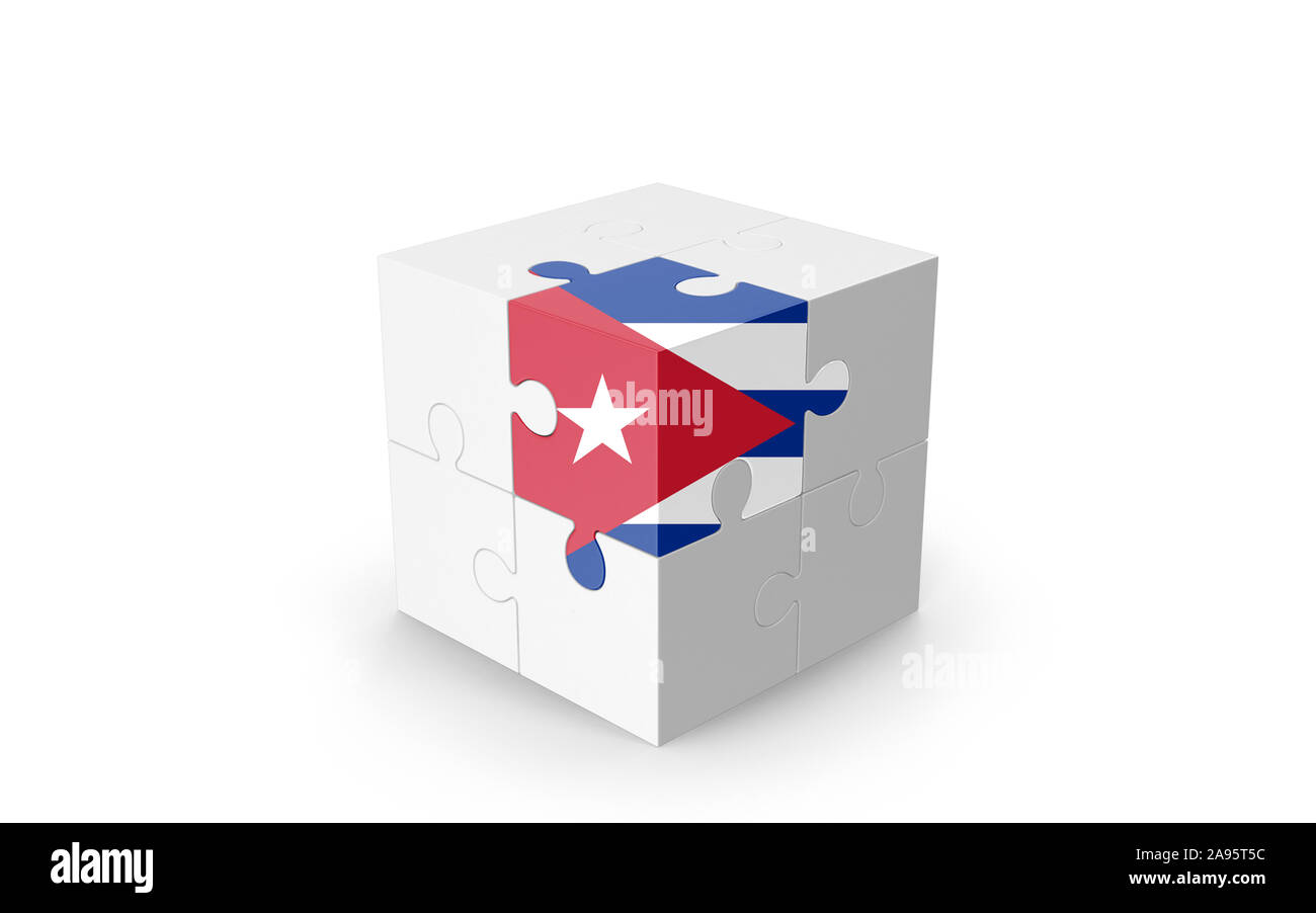 Cuban Flag Puzzle on 3d cube against isolated white background ...