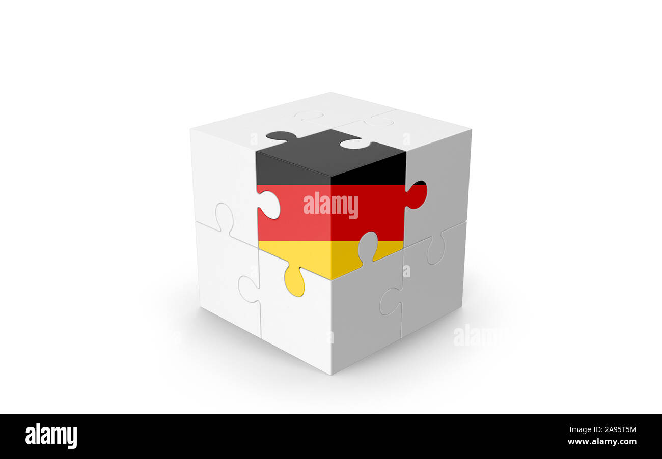 German Flag Puzzle on 3d cube against isolated white background ...