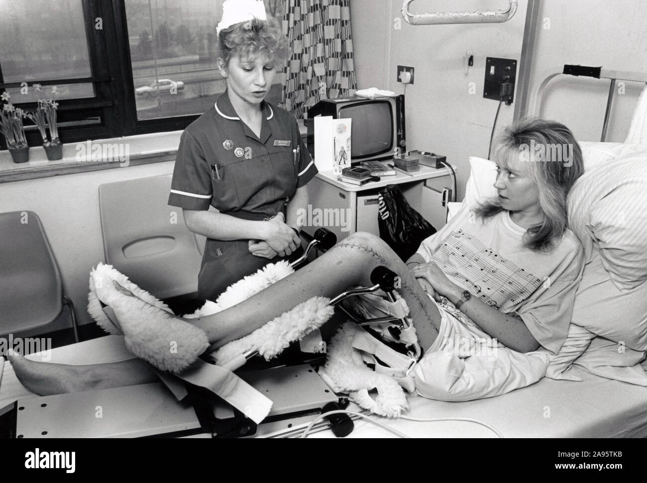 Patient & nurse, City Hospital, Nottingham UK 1991 Stock Photo - Alamy