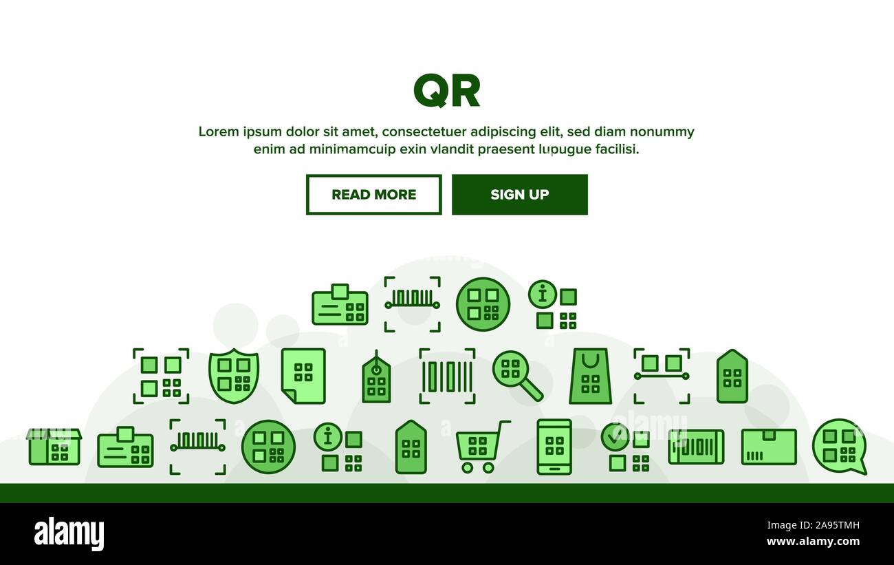 Qr Code Scan Landing Header Vector Stock Vector Image & Art - Alamy