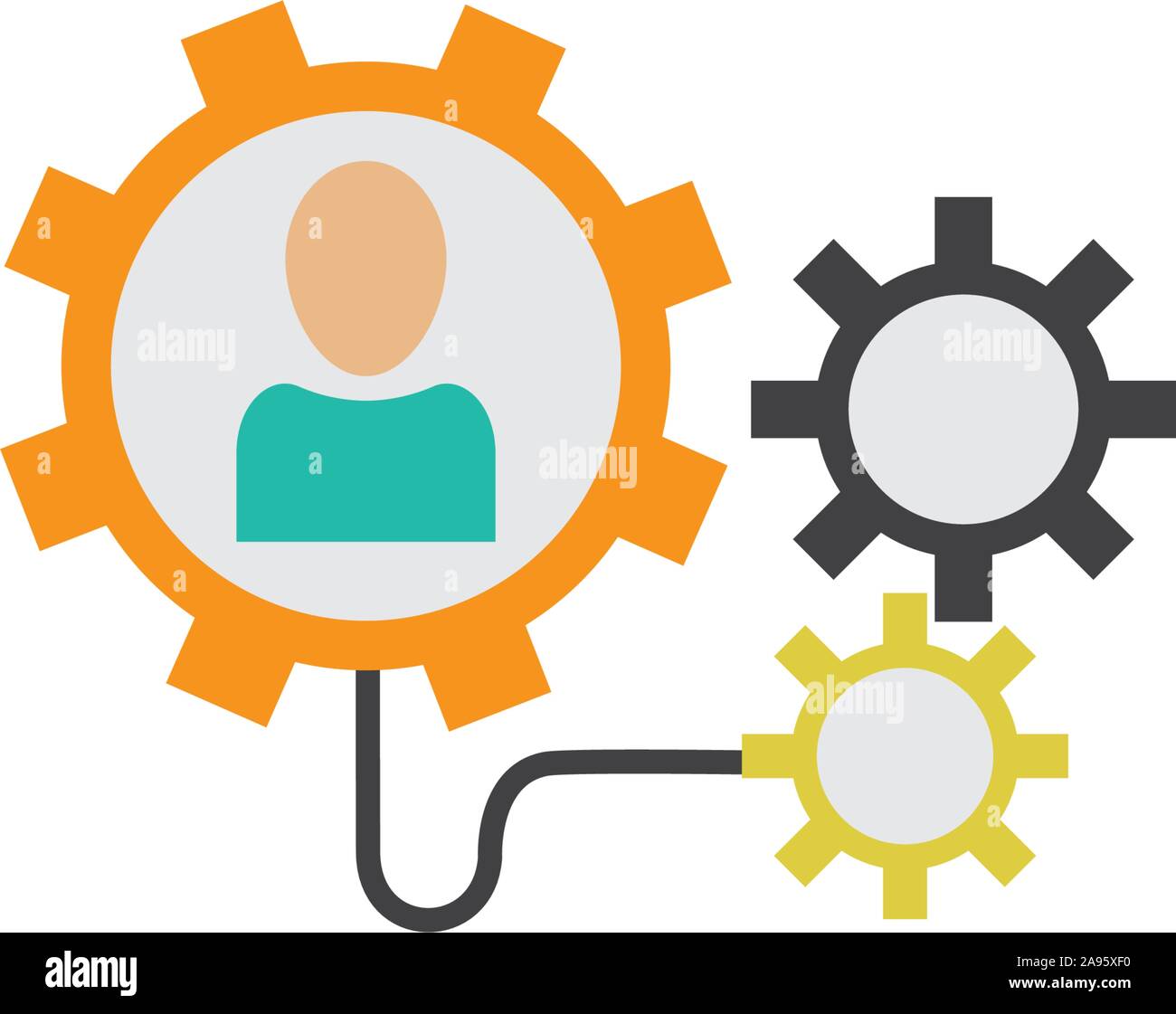 people gears connected idea icon flat style illustration Stock Vector ...